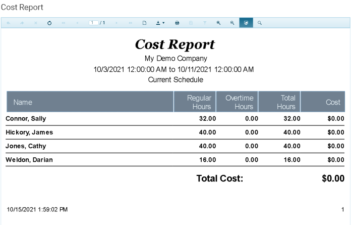 Cost Report